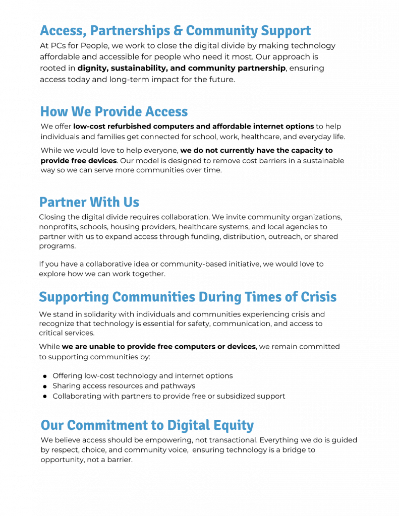Eligibility - PCs for People Eligibility